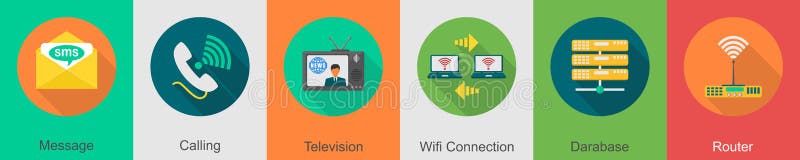 A Set of 6 Communication Icons As Message, Calling, Television, Call ...