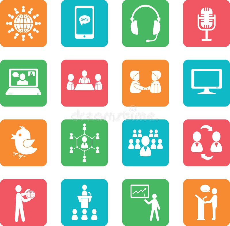 Set of Communication Icons. Color Buttons. Stock Vector - Illustration ...