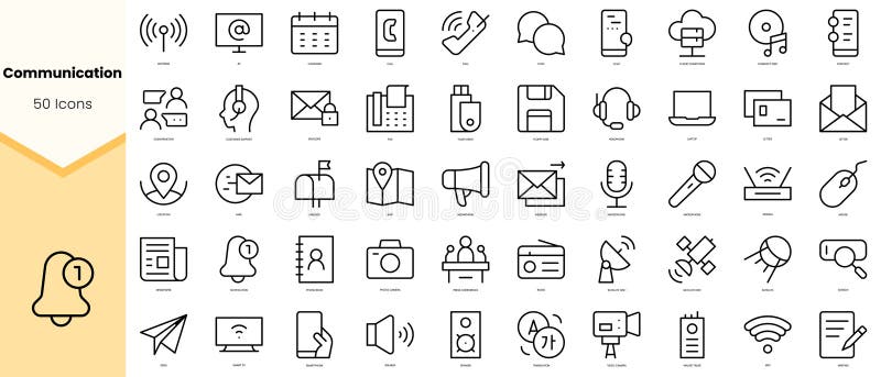 Set of Communication Icons. Simple Line Art Style Icons Pack Stock Vector - Illustration of ...
