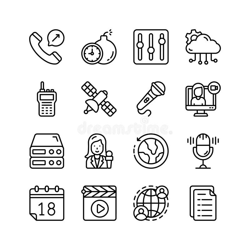 Set of Communication and Media Icons Stock Vector - Illustration of ...