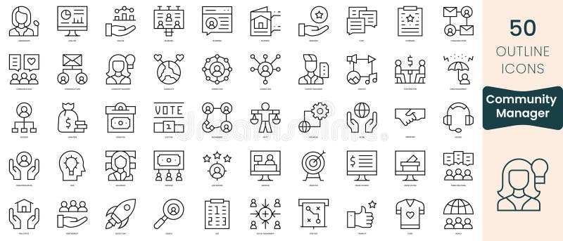 Set of Community Manager Icons. Thin Linear Style Icons Pack Stock ...