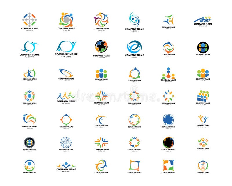 Set of Community People Vector Logo Design Elements Stock Vector ...