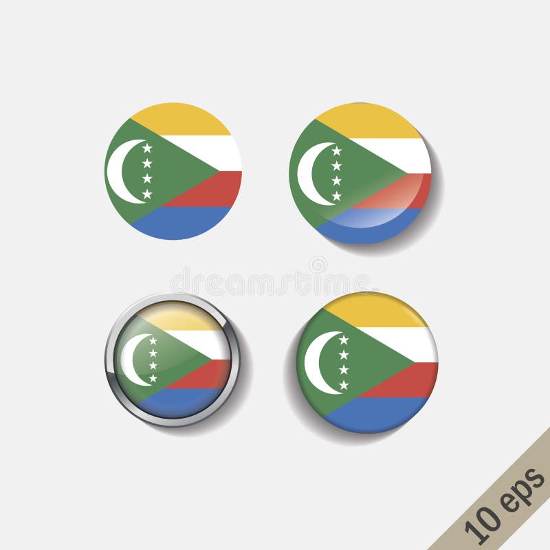 Set of COMOROS Flags Round Badges. Stock Illustration - Illustration of ...