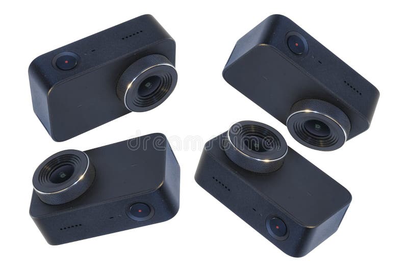 Set of Compact Action Cameras of Different Angles Isolated on a White ...