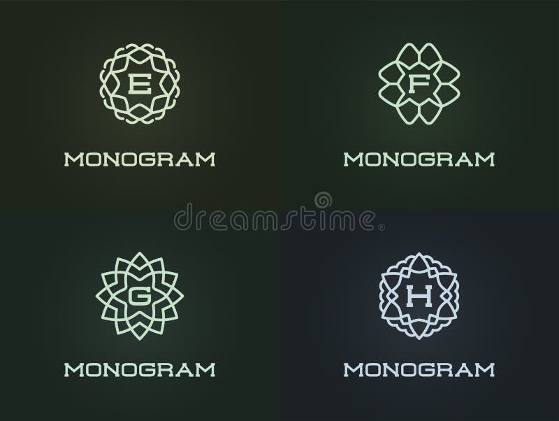 Set of Compact Monogram Design Template with Letter. Vector ...