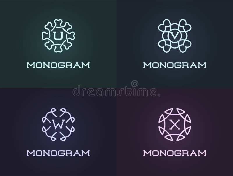 Set of Compact Monogram Design Template with Letter. Vector ...