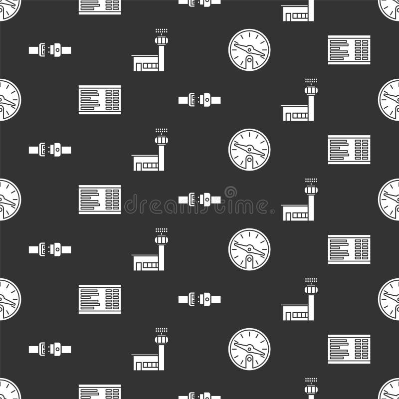 Set Compass, Airport Board, Safety Belt and Airport Control Tower on ...