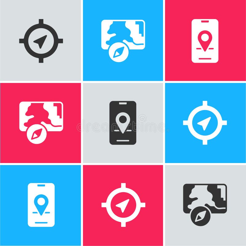 Set Compass City Map Navigation Et Icône. Vecteur Illustration de ...