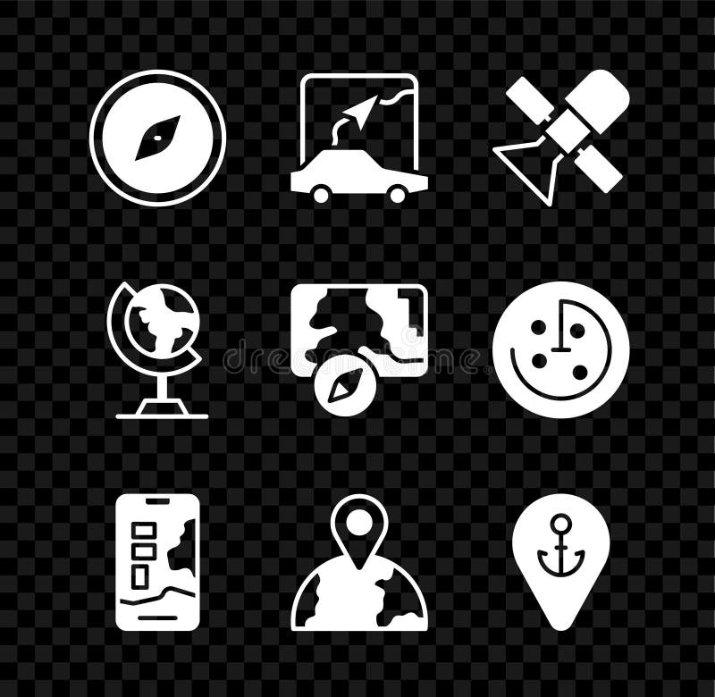 Set Compass, City Map Navigation, Satellite, Location the Globe, with ...