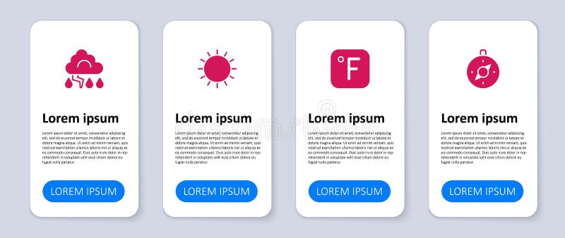 Set Compass, Fahrenheit, Sun and Cloud and Lightning. Business ...