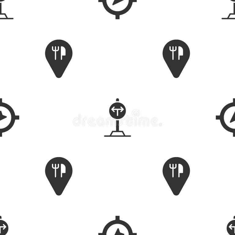 Set Compass, Fork in the Road and Cafe and Restaurant Location on ...