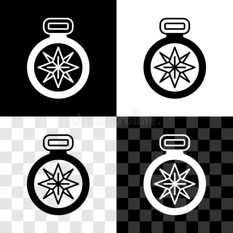 Set Compass Icon Isolated on Black and White, Transparent Background ...