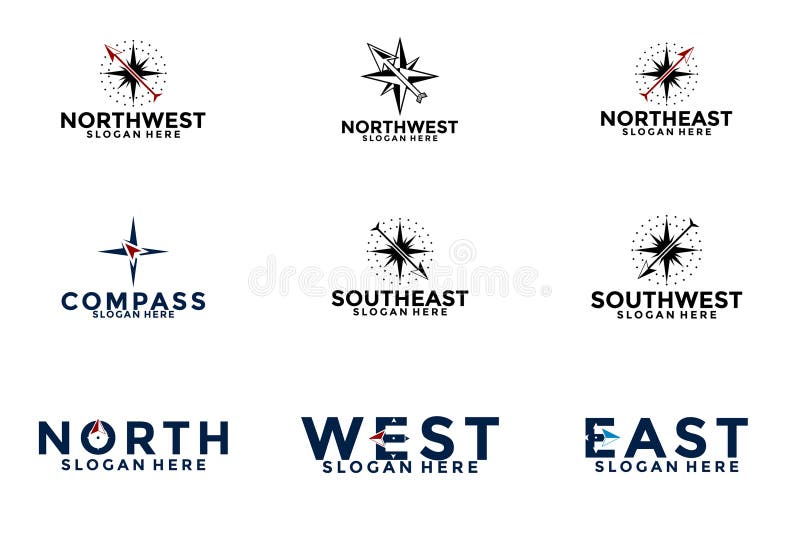 Set of Compass Logo Vector, Compass Logo Design Template Collections ...