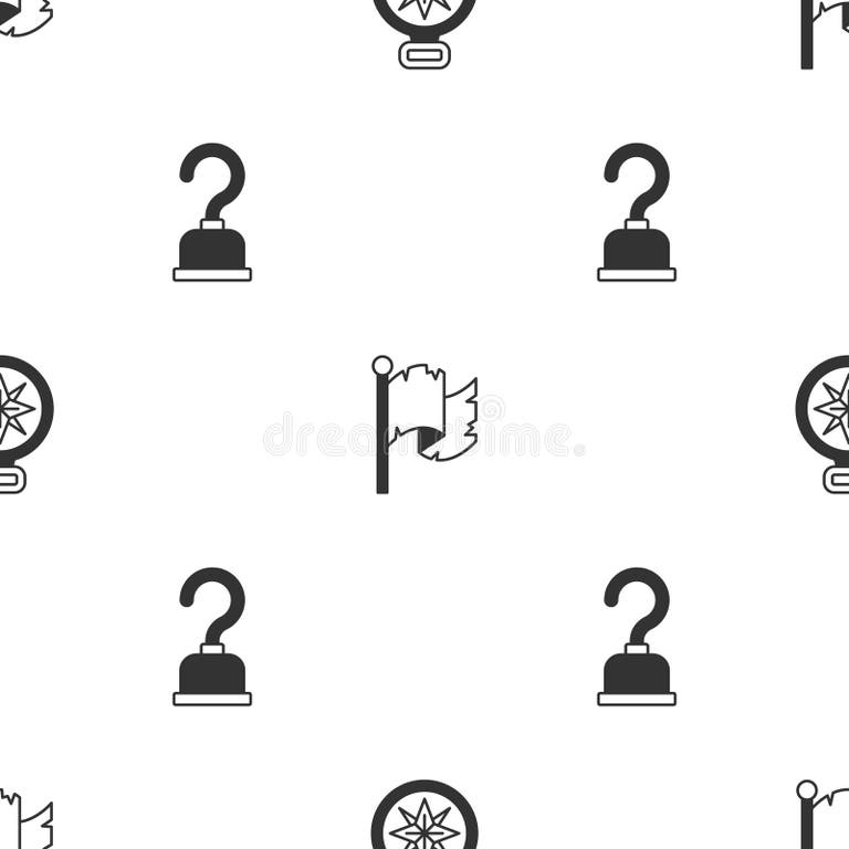 Set Compass, Pirate Flag and Hook on Seamless Pattern. Vector Stock ...