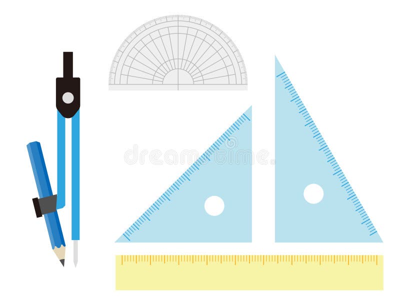Compass with Protractor Illustration Design Element, Geometry Isolated ...
