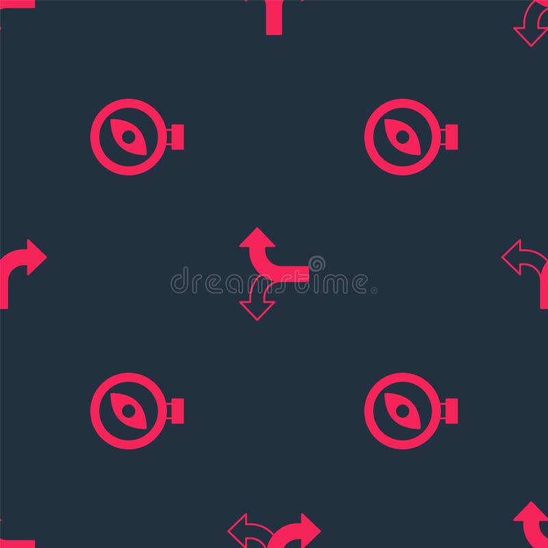 Set Compass and Road Traffic Sign on Seamless Pattern. Vector Stock ...