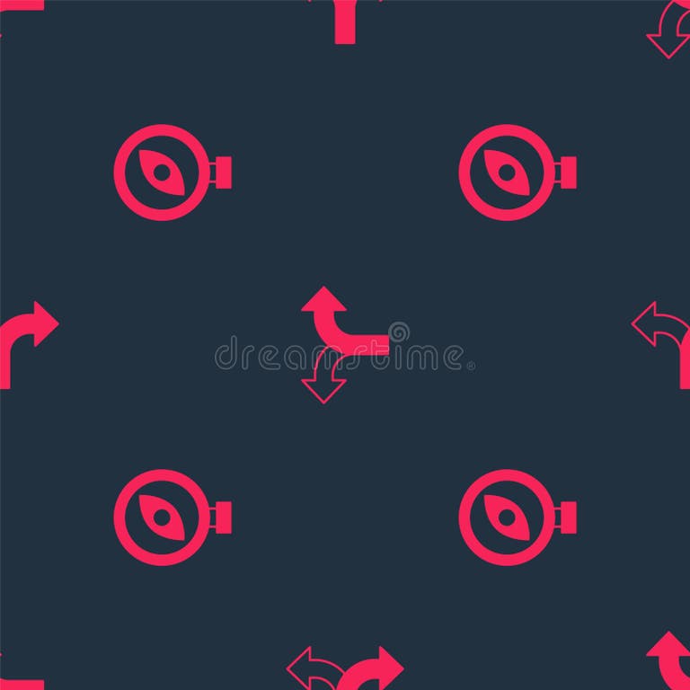 Set Compass and Road Traffic Sign on Seamless Pattern. Vector Stock ...