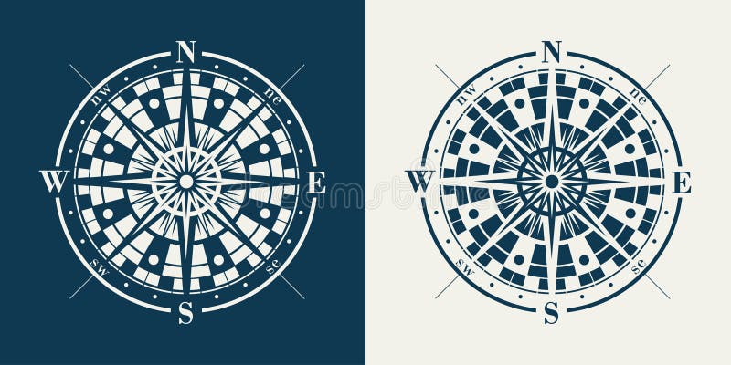 Set of Vintage Wind Roses, Compasses. Icons and Design Elements. Stock ...