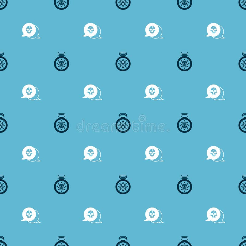 Set Compass and Skull on Seamless Pattern. Vector Stock Vector ...