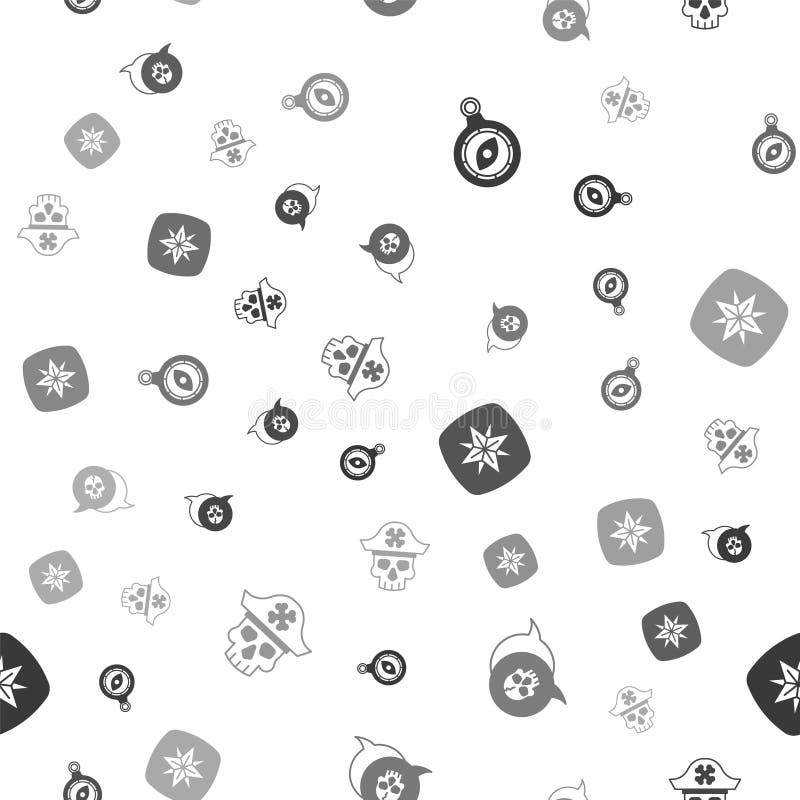 Set Compass, Skull, Wind Rose and Pirate Captain on Seamless Pattern ...