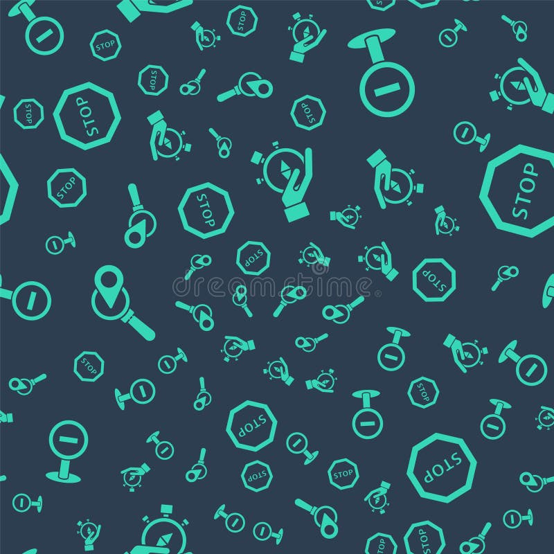 Set Compass, Stop Sign, Search Location and Stop Sign on Seamless ...