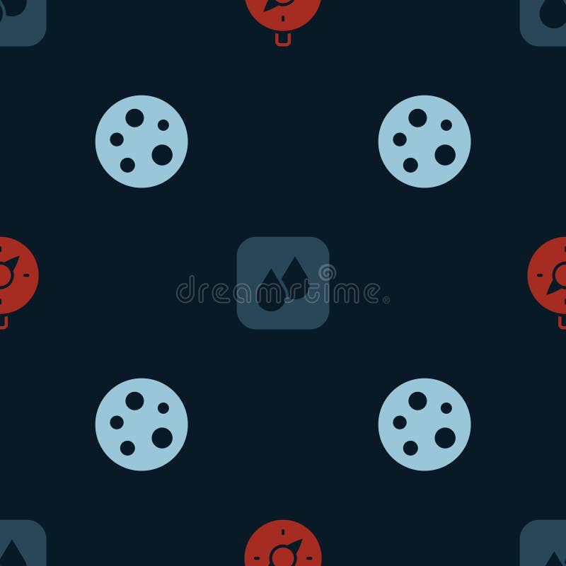 Set Compass, Water Drop and Moon on Seamless Pattern. Vector Stock ...