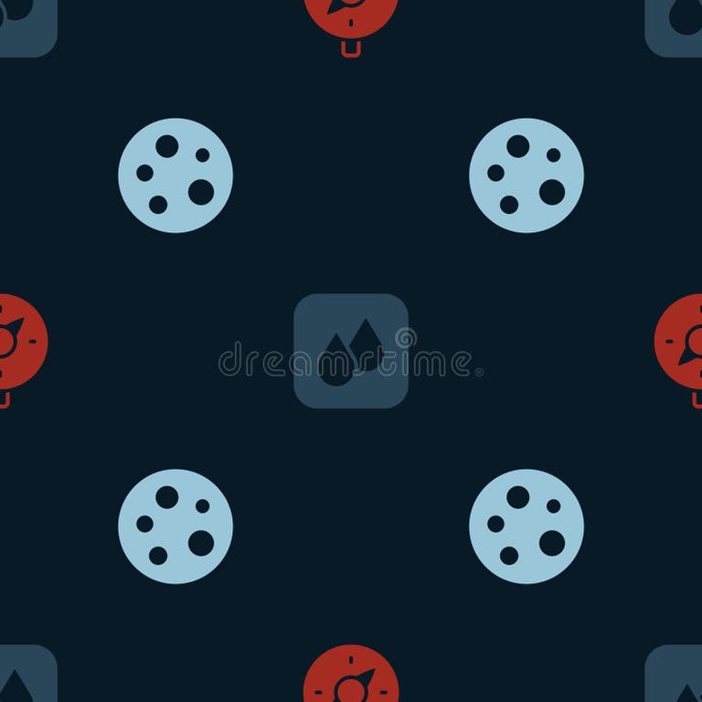 Set Compass, Water Drop and Moon on Seamless Pattern. Vector Stock ...
