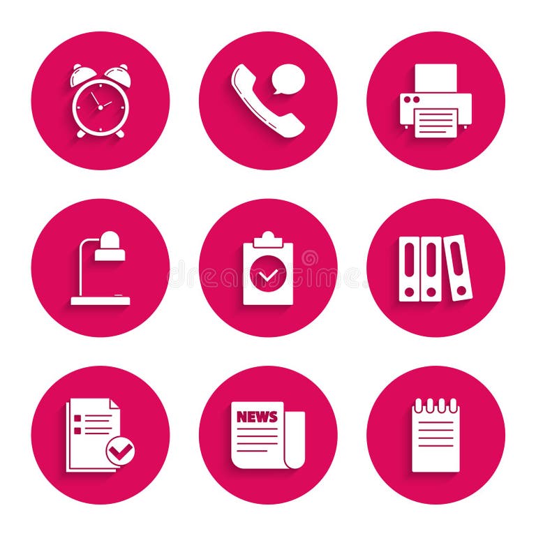 Set Completed Task, News, Notebook, Office Folders with Papers and ...