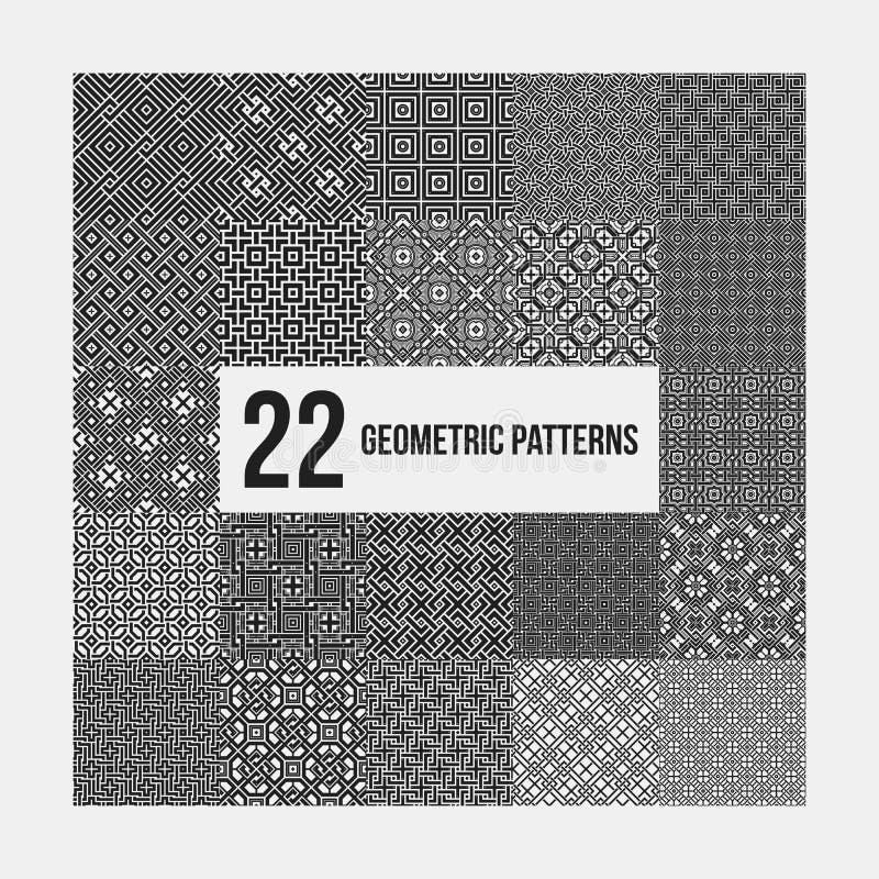 Set of 22 Complex Monochrome Geometric Patterns Stock Vector ...