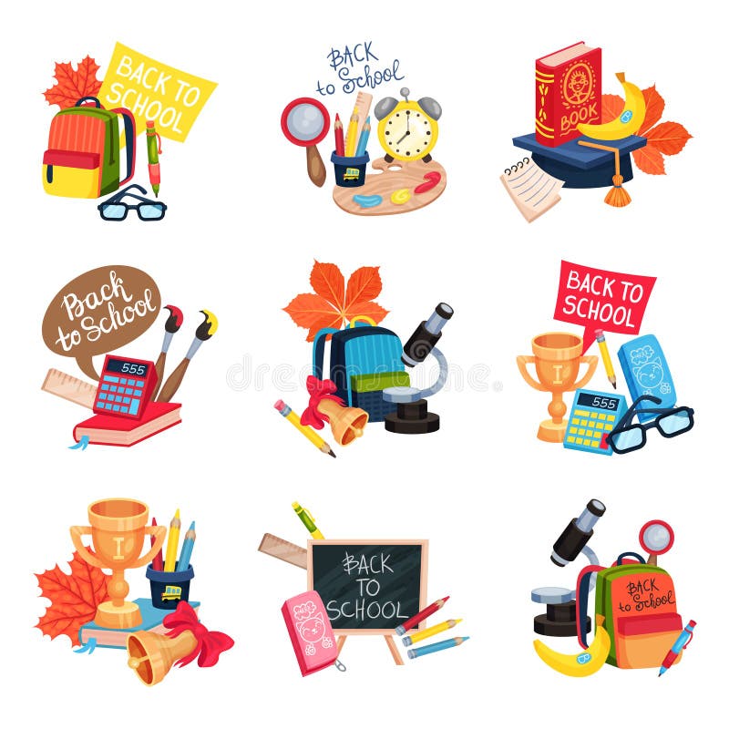 Set Composition on a School Theme. Vector Illustration on a White ...