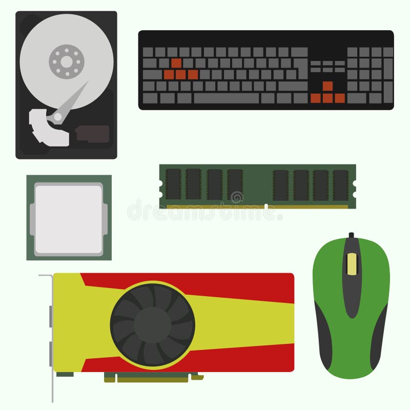 Set of Computer Accessories. Stock Vector - Illustration of icons ...
