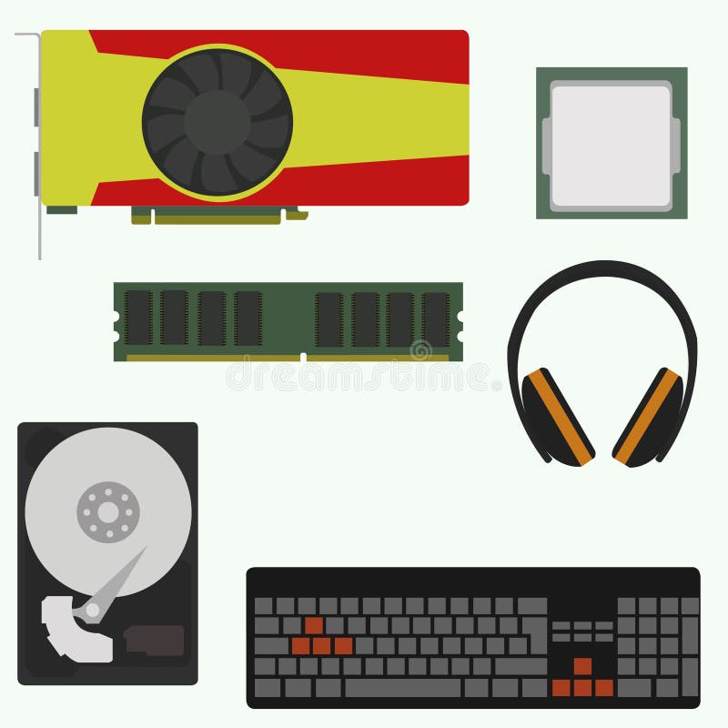 Computer Accessories and Peripheral Black Icons Set Isolated Vector ...