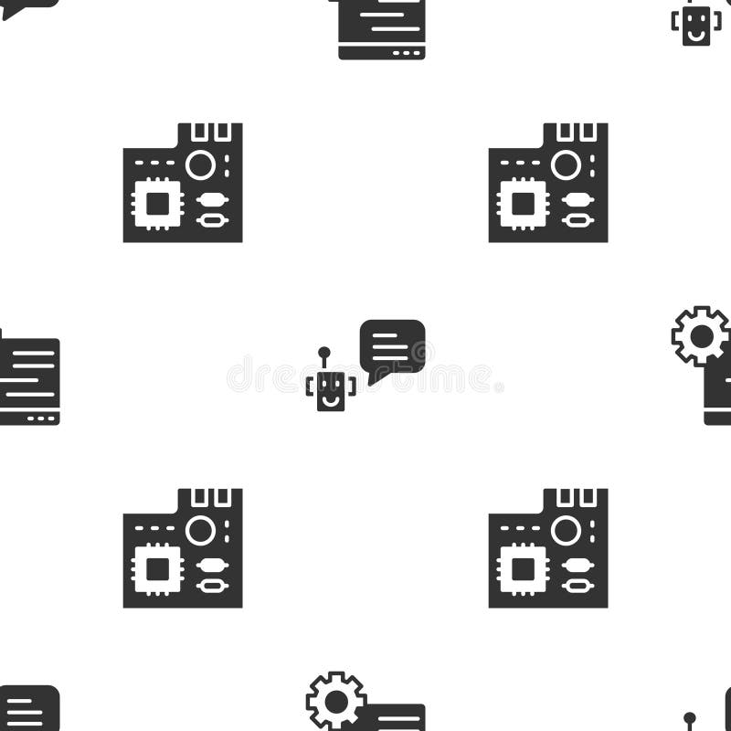 Set Computer Api Interface Bot And Motherboard Digital Chip On