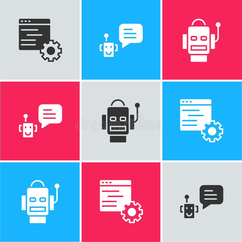 Set Computer Api Interface, Bot and Robot Icon. Vector Stock Vector ... Set Computer Api Interface, Bot and Robot Icon. Vector Stock Vector ...