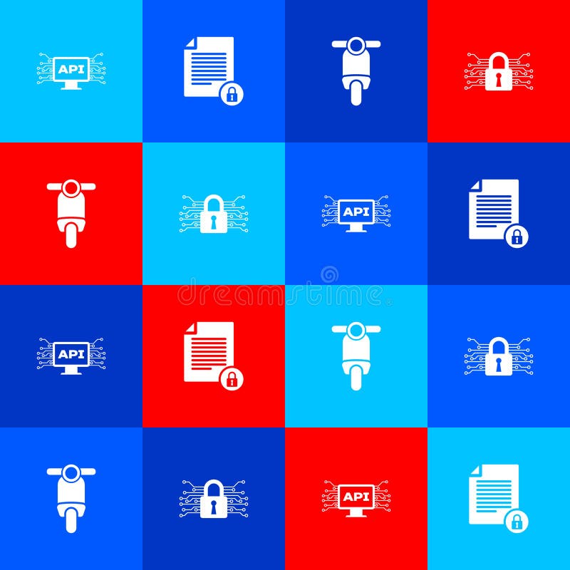 Set Computer Api Interface, Document and Lock, Scooter and Cyber ... Set Computer Api Interface, Document and Lock, Scooter and Cyber ...