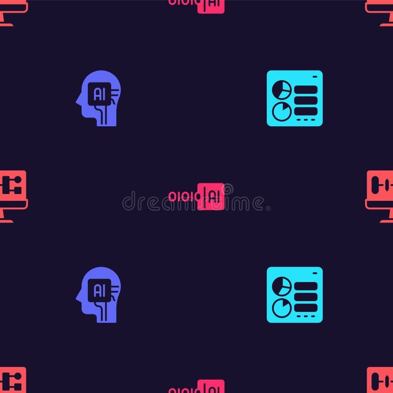 Set Computer Api Interface, Humanoid Robot, Binary Code and Algorithm on Seamless Pattern ...