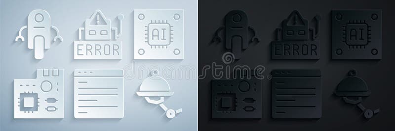 Set Computer Api Interface Processor With Microcircuits Cpu Motherboard Digital Chip Waiter