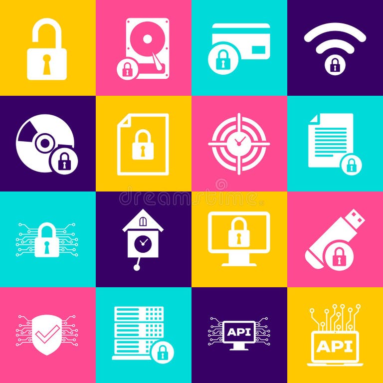 Set Computer Api Interface, USB Flash Drive with Lock, Document and, Credit Card, and CD or DVD ...