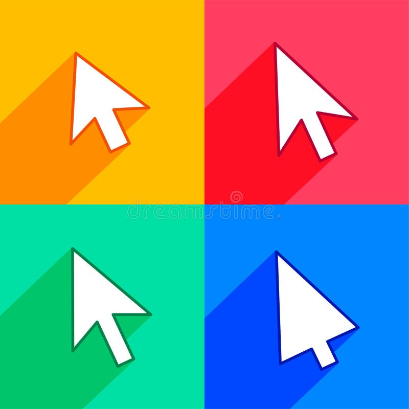 Set of Computer Arrow Symbol in Four Color Stock Vector - Illustration ...