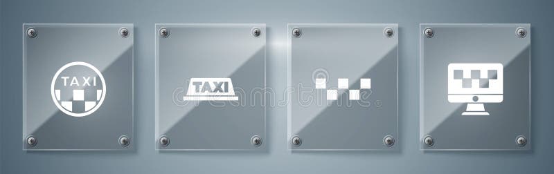 Set Computer Call Taxi Service, Taxi Car Roof, and . Square Glass ...