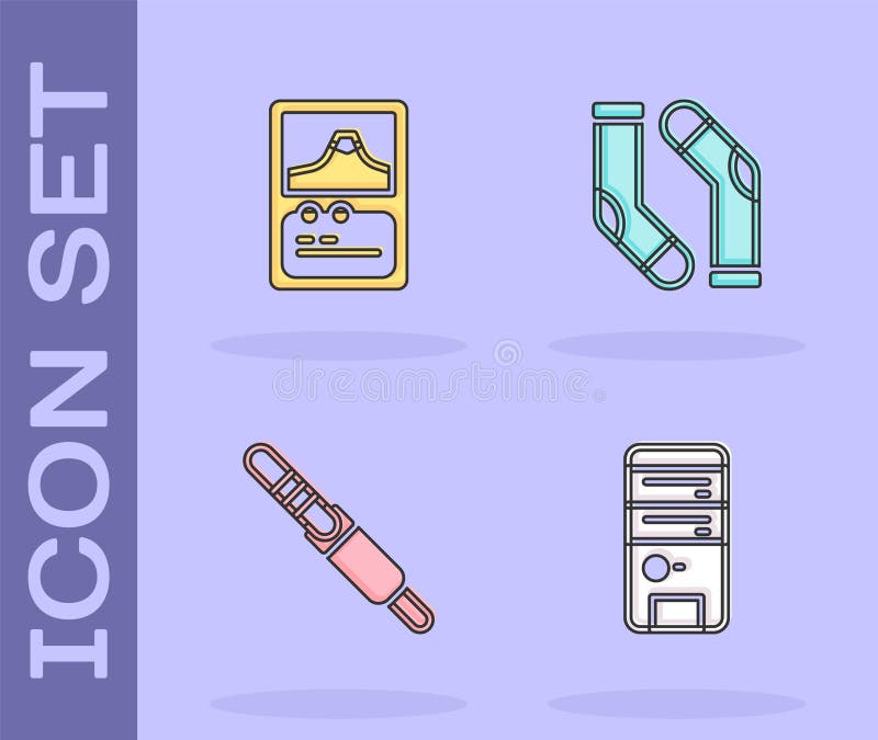 Set Computer, Card Game, Audio Jack and Socks Icon. Vector Stock ...