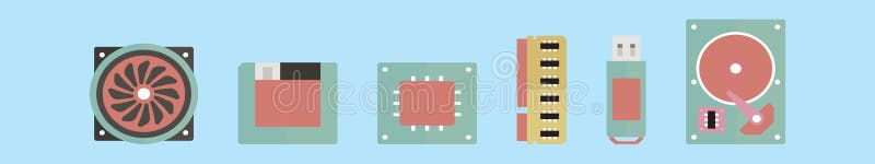 Set of Computer Cpu Cartoon Design Template with Various Models. Vector ...