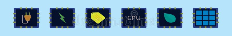 Set of Computer Cpu Cartoon Design Template with Various Models. Vector ...