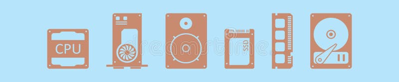 Set of Computer Cpu Cartoon Design Template with Various Models. Vector ...
