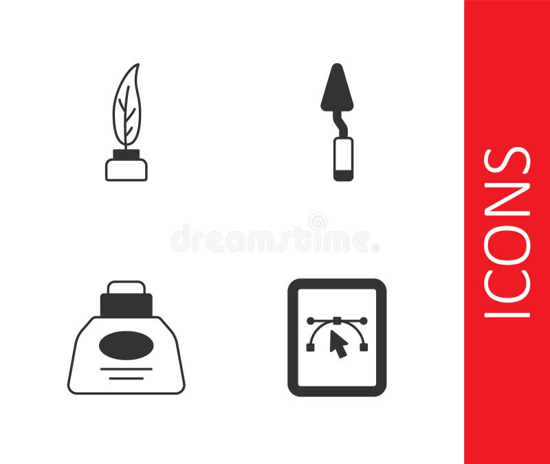 Set Computer with Design Program, Feather and Inkwell, Inkwell and ...