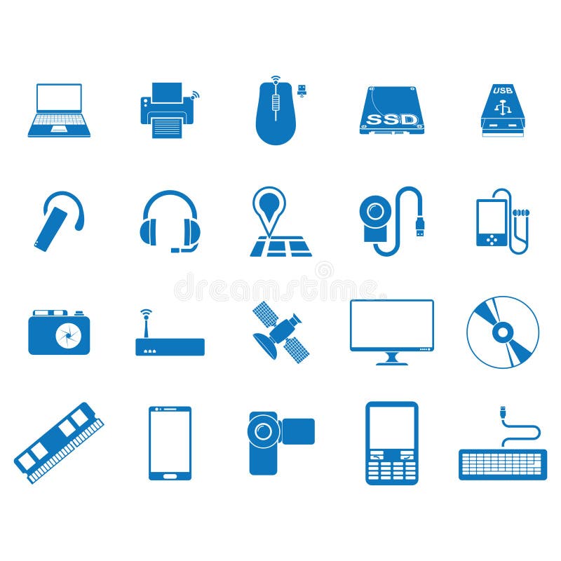 Set of Computer Equipment. Vector Illustration Decorative Background ...