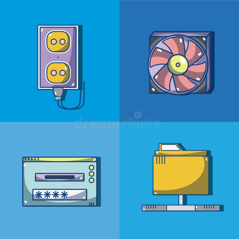 Set of computer hardware stock vector. Illustration of service - 118416812