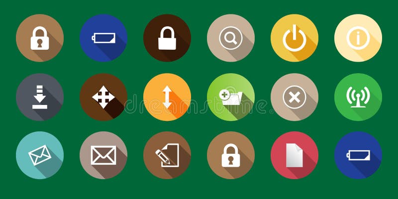 Set of Computer Icons in a Flat Design. Long Shadows Stock Vector ...