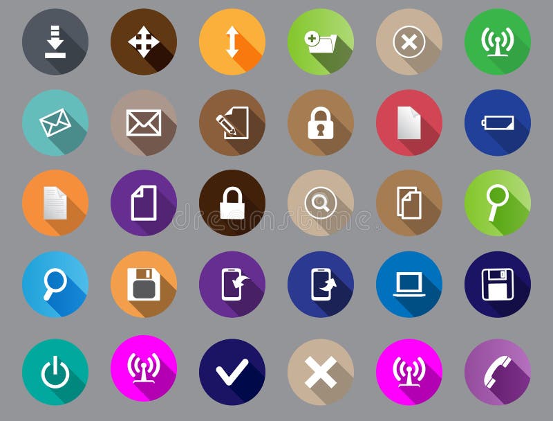 Set of Computer Icons in a Flat Design Stock Vector - Illustration of ...