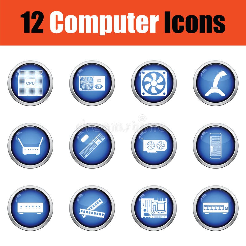 Set of computer icons. stock vector. Illustration of parts - 77158551